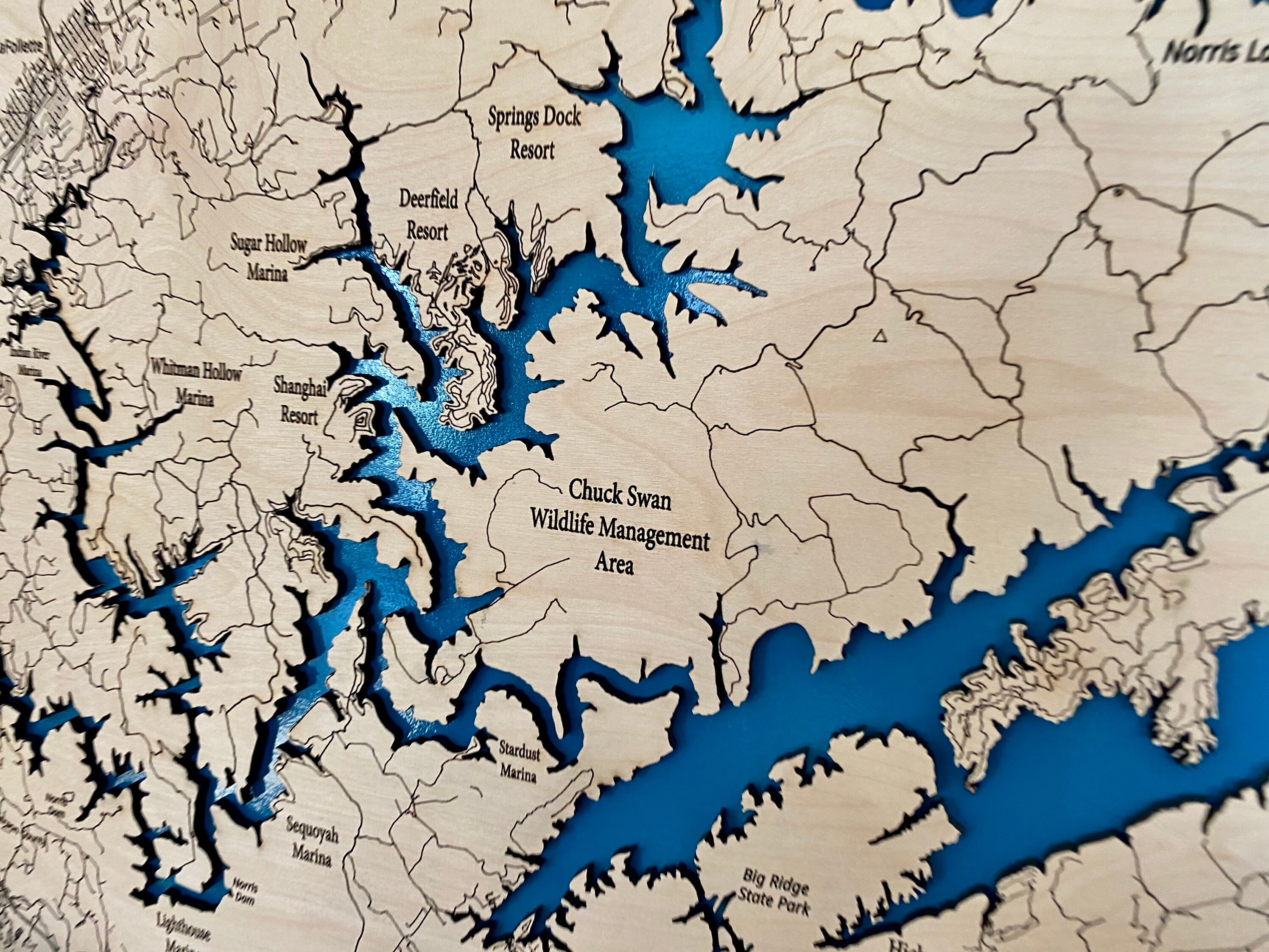 Norris Lake Wall Art Custom Wood Map 3D Wall Art Norris - Etsy