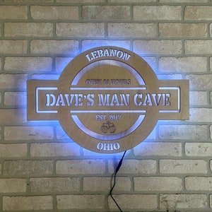 LED Man Cave Sign - LED Bar Sign - Man Cave - Bar Gift - LED Color ...