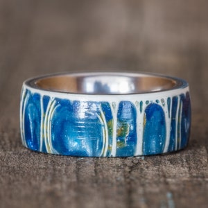 Blue Shark Vertebra Titanium Ring Shark Backbone Wedding Band Men Women ...