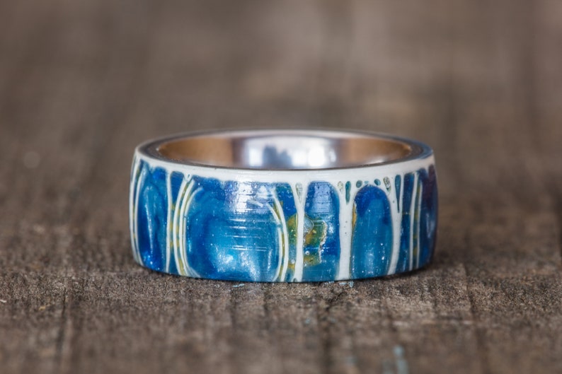 Blue Shark Vertebra Titanium Ring Shark Backbone Wedding - Etsy