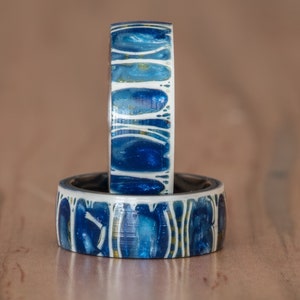 Blue Shark Vertebra Titanium Ring Shark Backbone Wedding Band Men Women ...