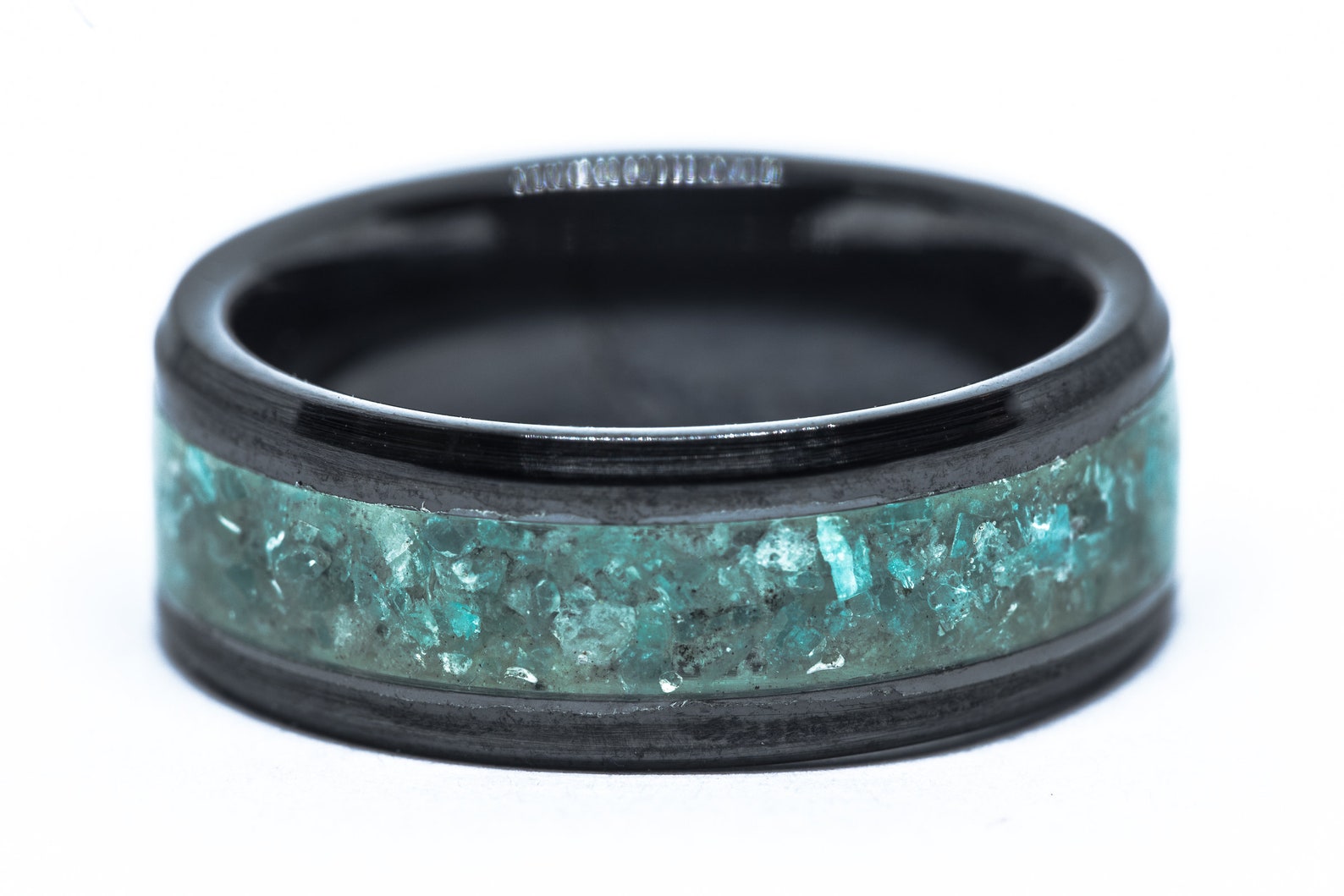Amazonite Inlay Black Ceramic Ring Natural Green Amazonite - Etsy
