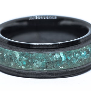 Amazonite Inlay Black Ceramic Ring: Natural Green Wedding Band - Etsy