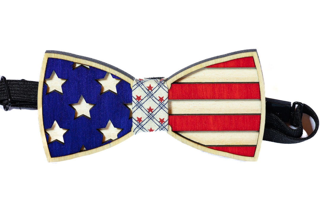 American Flag Wooden Bowtie | Patriotic 4th of July Accessory ...