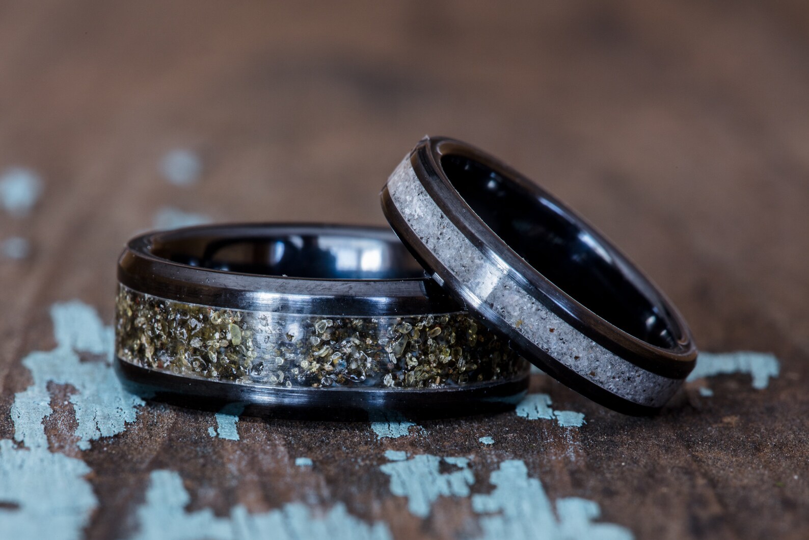 Your Sand Inlay Black Ceramic Ring Use Your Own Sand Men - Etsy
