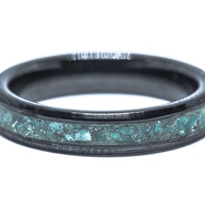 Amazonite Inlay Black Ceramic Ring: Natural Green Wedding Band - Etsy