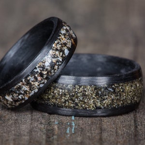 Your Sand Inlay Carbon Fiber Ring - Use Your Own Sand! Men 8mm Women ...