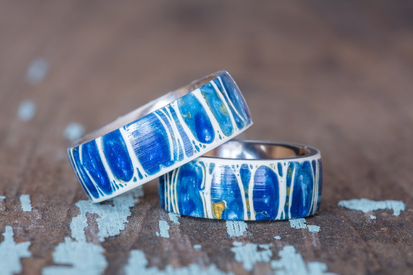 Blue Shark Vertebra Titanium Ring Shark Backbone Wedding - Etsy