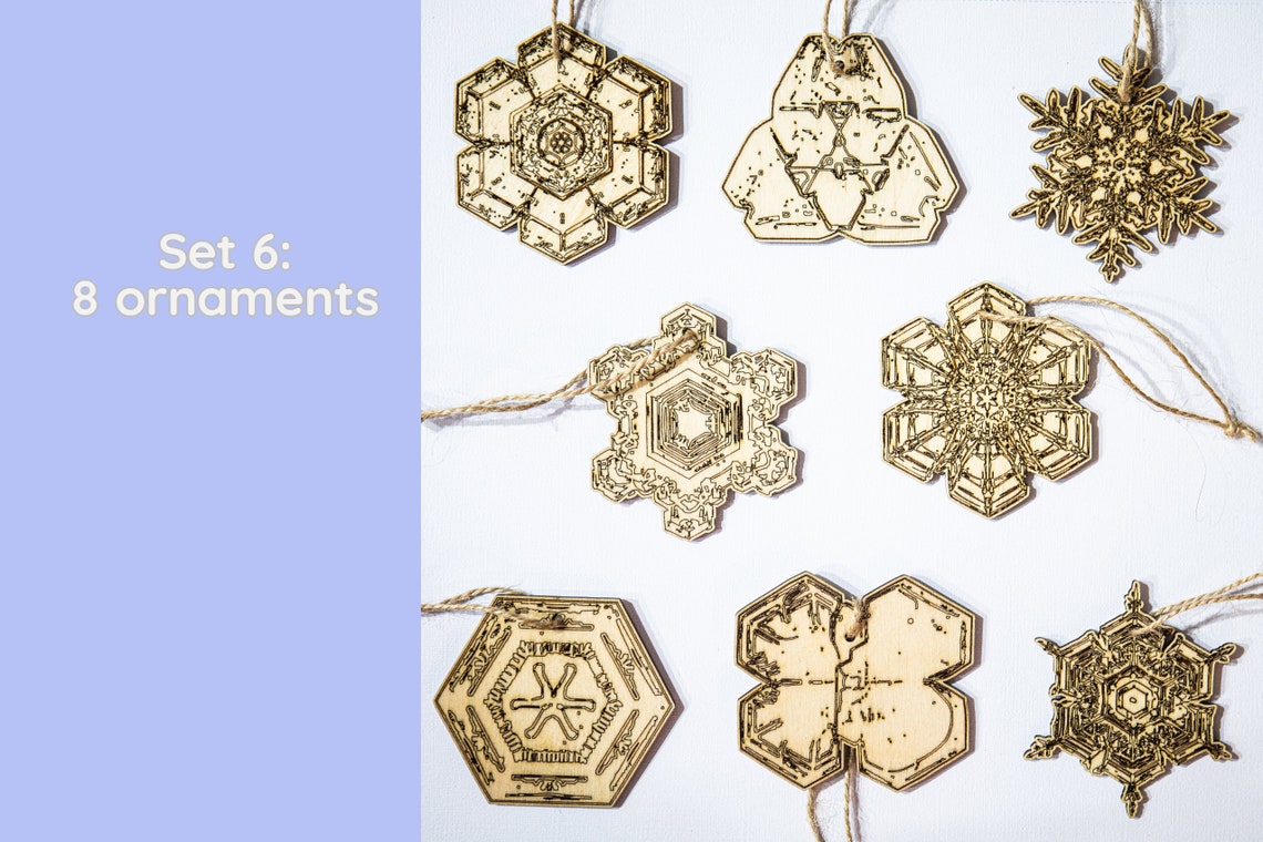 Wilson Bentley Snowflake Ornament Set: Real Snowflakes on Wood - Etsy