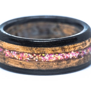 Whiskey Barrel, Pink Opal and Ebony Ring Tennessee Whiskey Barrel Wood ...