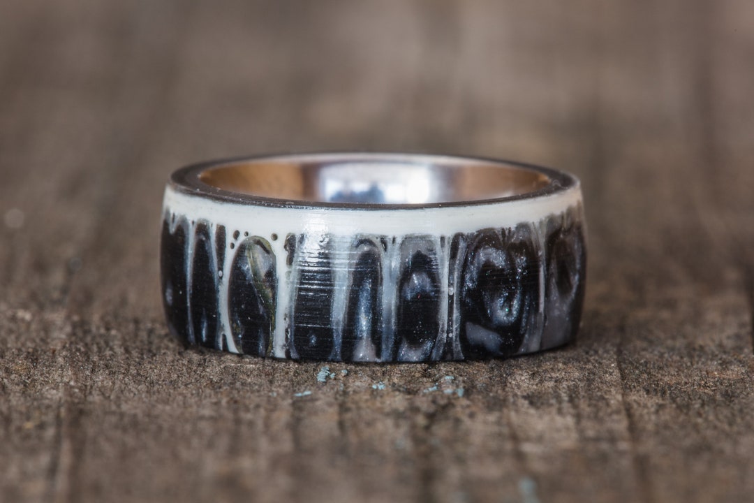 Black Shark Vertebra Titanium Ring - Shark Backbone Wedding Band Men ...