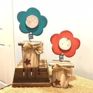 Wood Flowers. Bobble Flower. Country Wood Flower Pot. Spring Decor ...