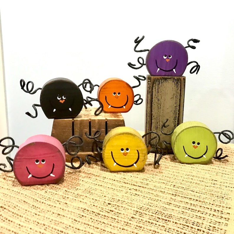 Cute Mini Spiders. Colorful Wood Spider. Halloween Tiered Tray ...