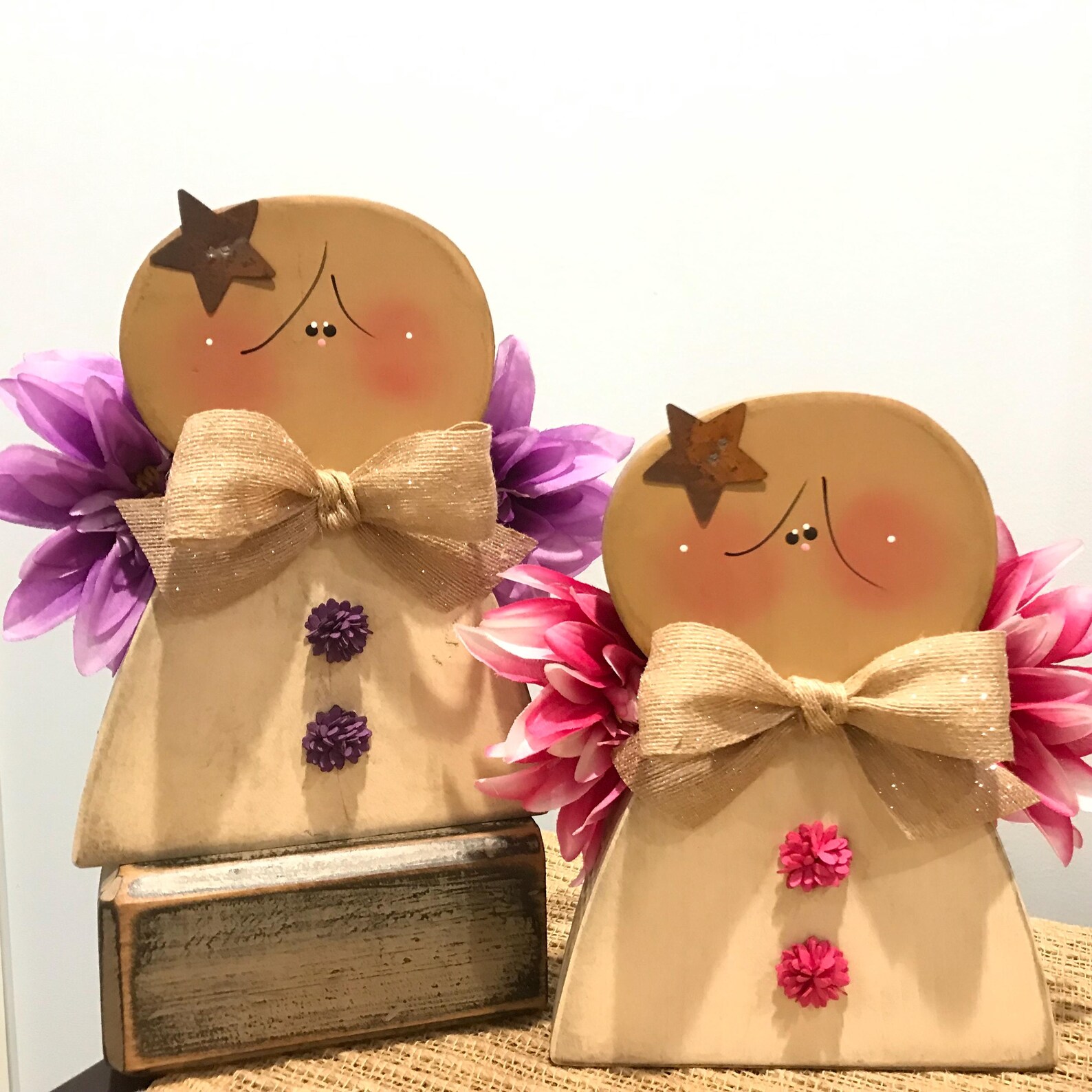 Colorful Flower Angels. Spring Angel Decor. Wooden Angel With Flower ...