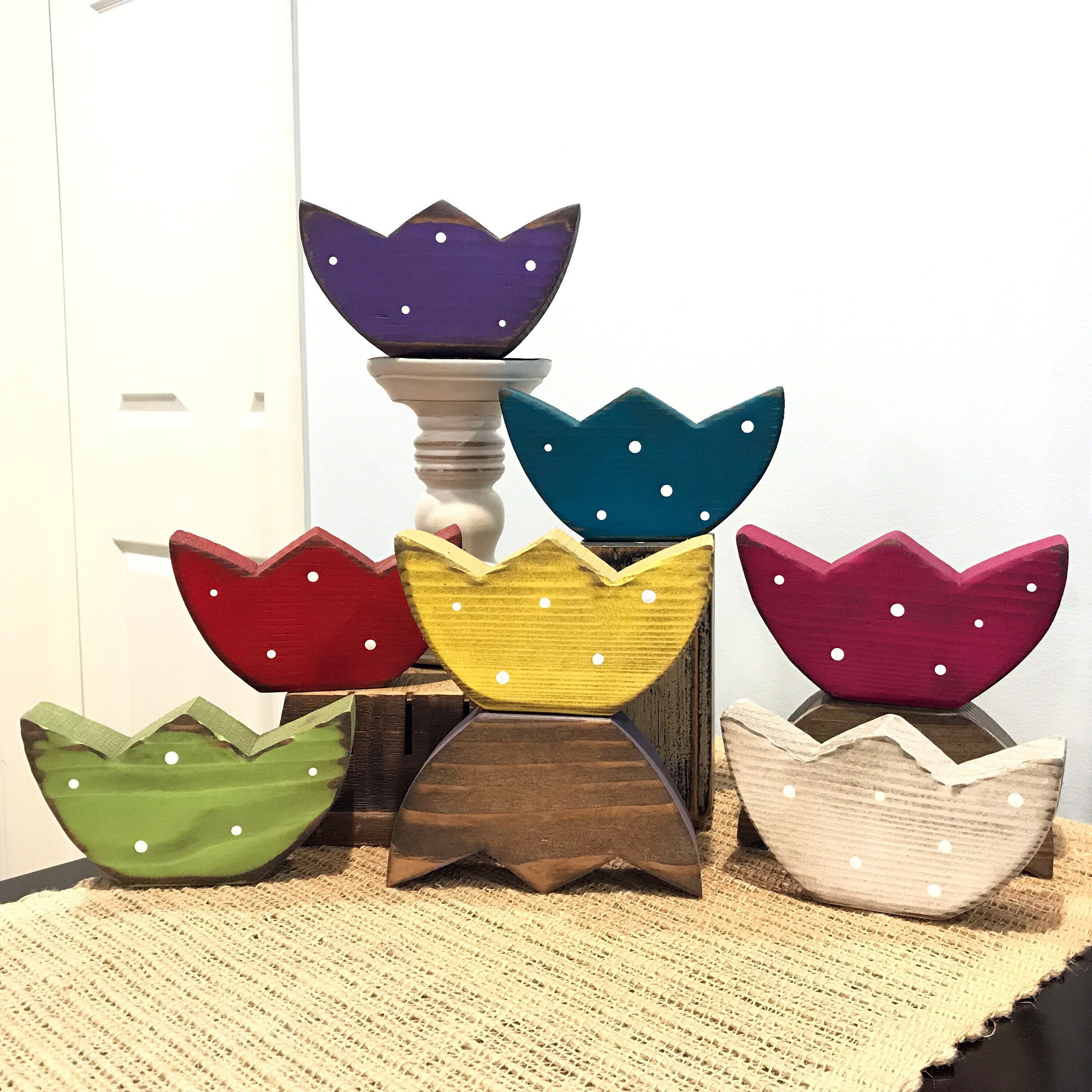 Wood Tulip. Tiered Tray Decor. Spring Wood Decor. Wooden | Etsy