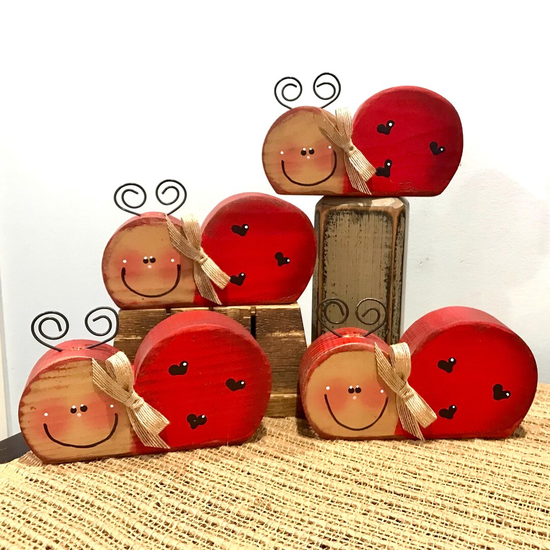 Happy Ladybug. Ladybug Tiered Tray Decor. Wooden Ladybug. Wood Ladybug ...