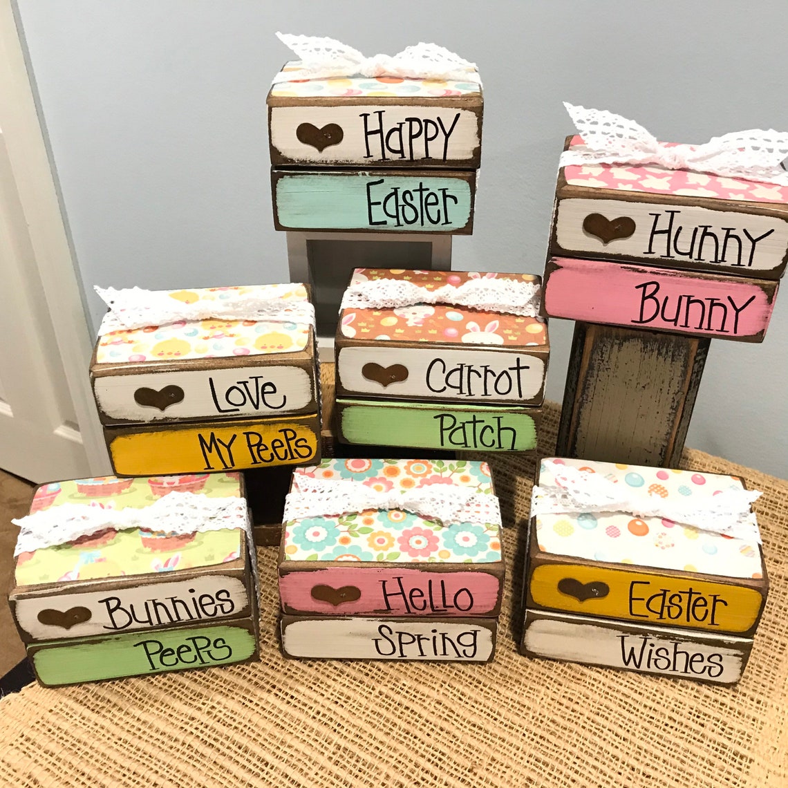 Mini Book Stack. Easter Wood Decor. Tiered Tray Book Bundle. - Etsy