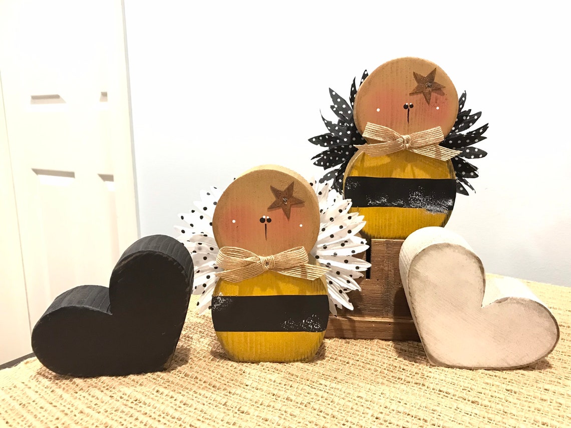 Cute Bumblebees. Spring Tiered Tray Decor. Wooden Bee. Summer - Etsy