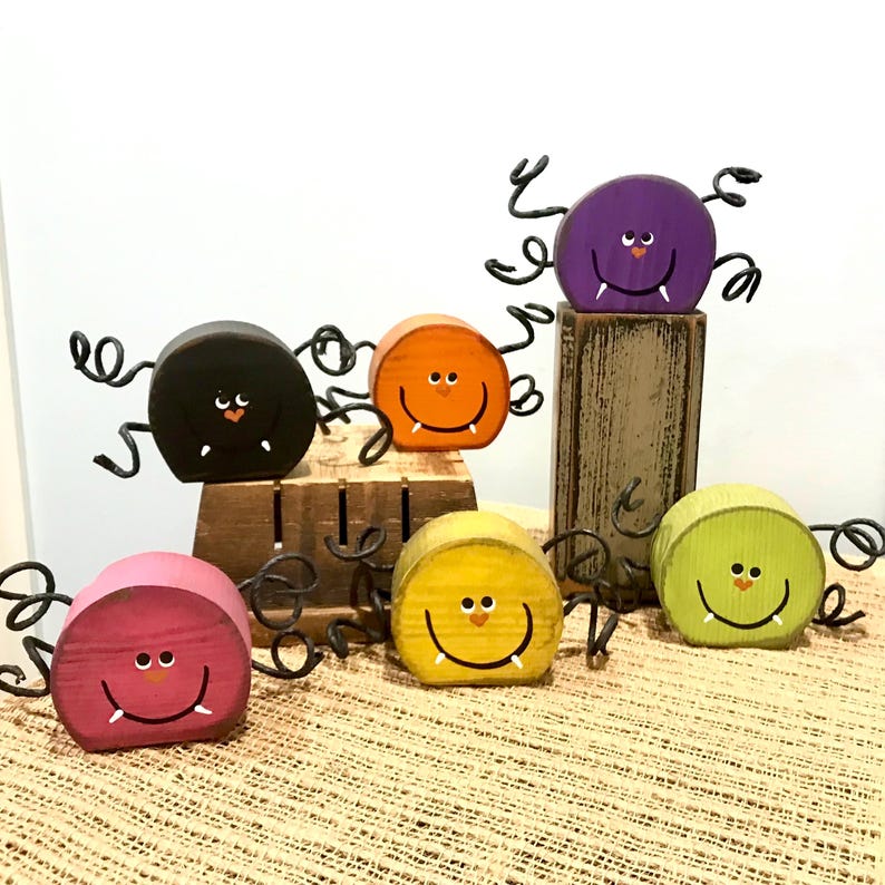 Cute Mini Spiders. Colorful Wood Spider. Halloween Tiered Tray ...