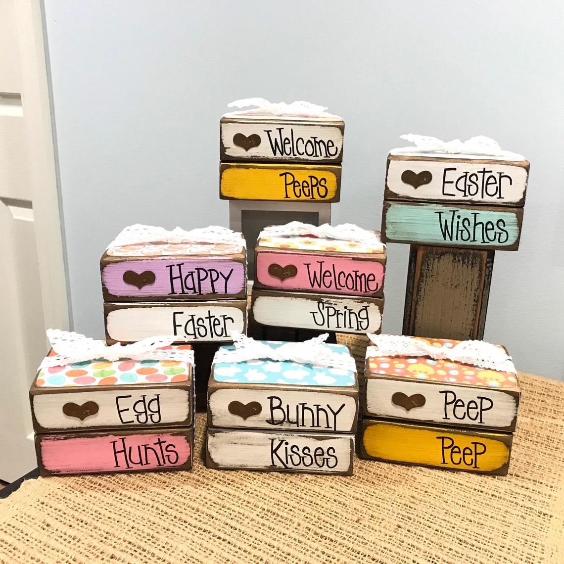 Mini Book Stack. Easter Wood Decor. Tiered Tray Book Bundle. - Etsy