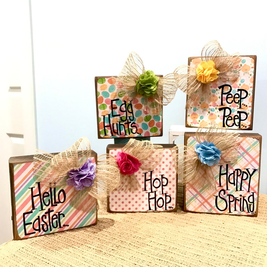 Happy Easter Sign. Thick and Chunky Easter Day Sign. Spring Decor. Wood ...