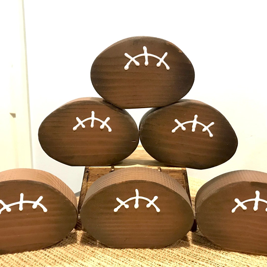 Football Season. Tiered Tray Decor. Mini Footballs. Wood Football ...