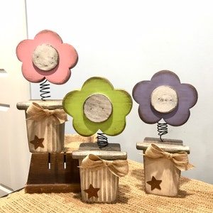 Wood Flowers. Bobble Flower. Country Wood Flower Pot. Spring Decor ...