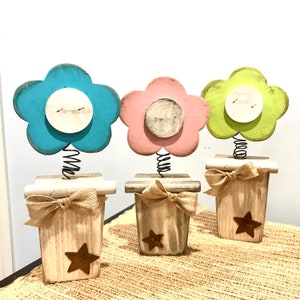 Wood Flowers. Bobble Flower. Country Wood Flower Pot. Spring Decor ...