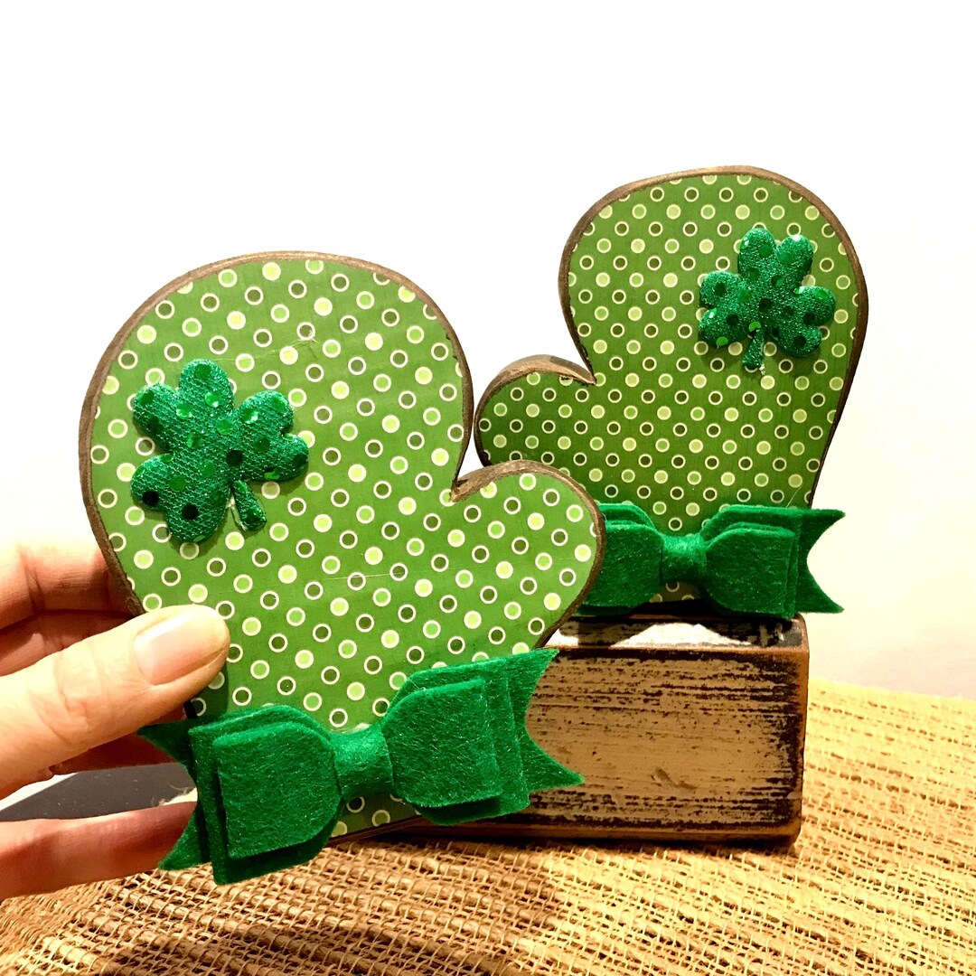 Sweet and Simple Mitten Pair. St Patrick Decor. Leprechaun Tiered Tray ...