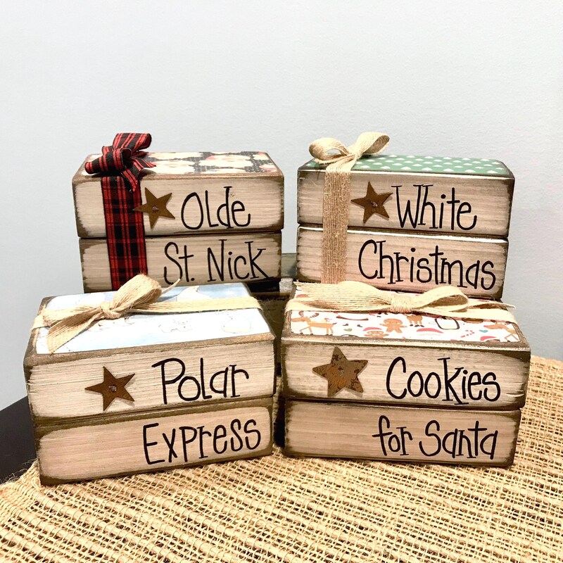 Christmas Book Stack - Etsy