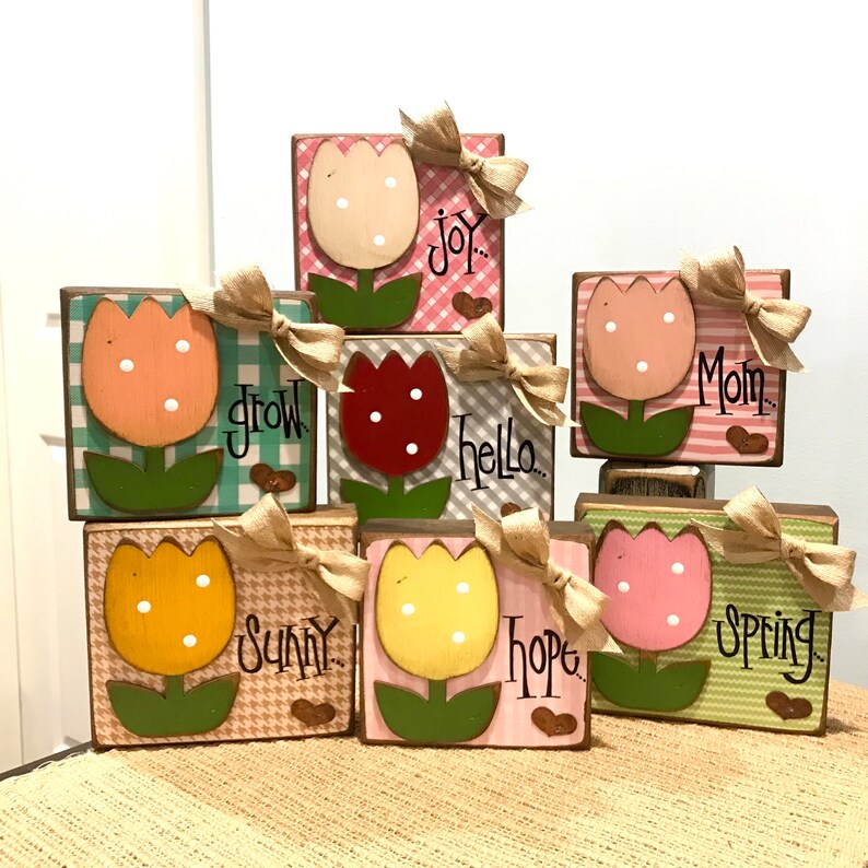 Wood Tulip Sign. Happy Summer Signs. Thick and Chunky Summer Sign ...