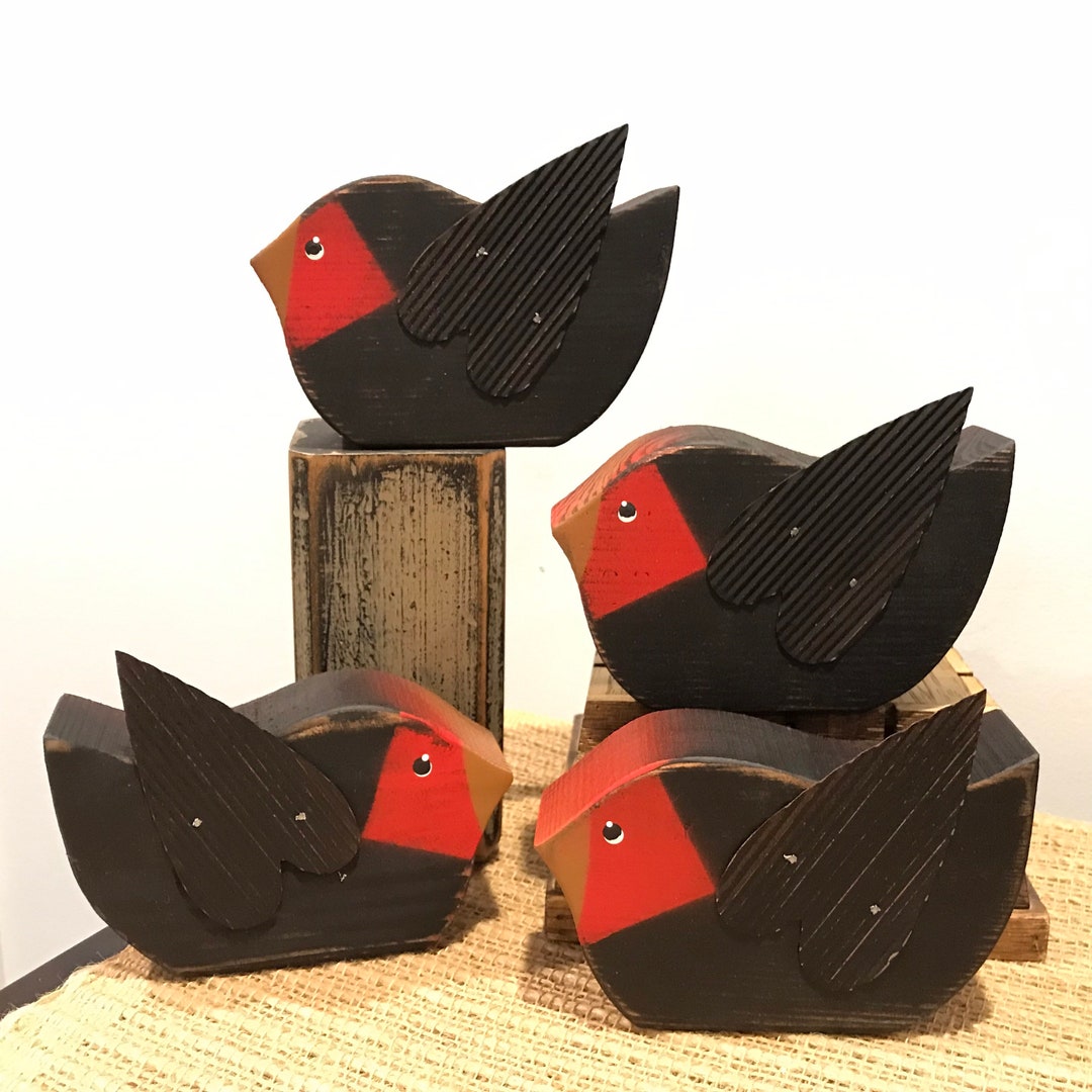 Black Wood Spring Birds. Rustic Wooden Birds. Spring Tiered Tray Decor ...