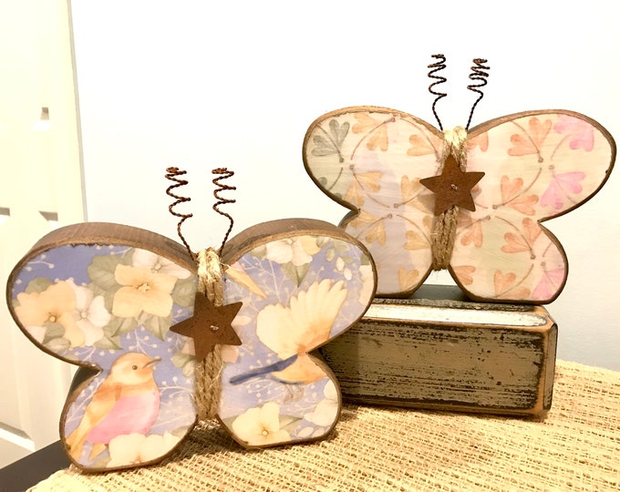 Butterfly Sign. Wood Butterflies. Tiered Tray. Spring Decor. Summer ...