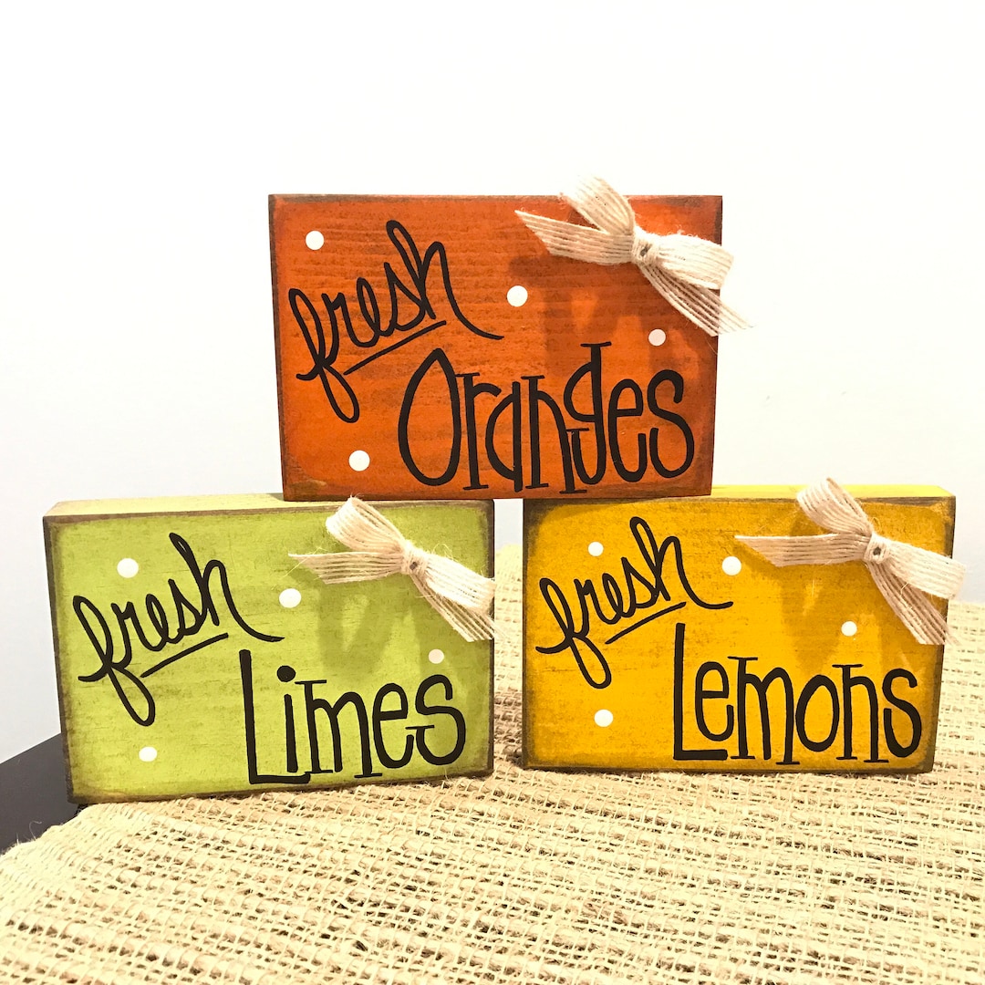 Fruit Signs. Summer Tiered Tray. Summer Wood Decor. Fresh Squeezed Sign ...