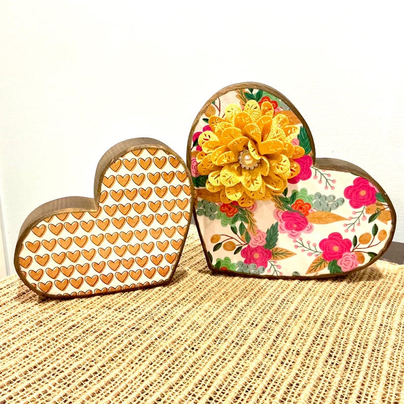 Valentine Home Decor. Set of 2 Wood Hearts. Valentine Hearts. Modern ...