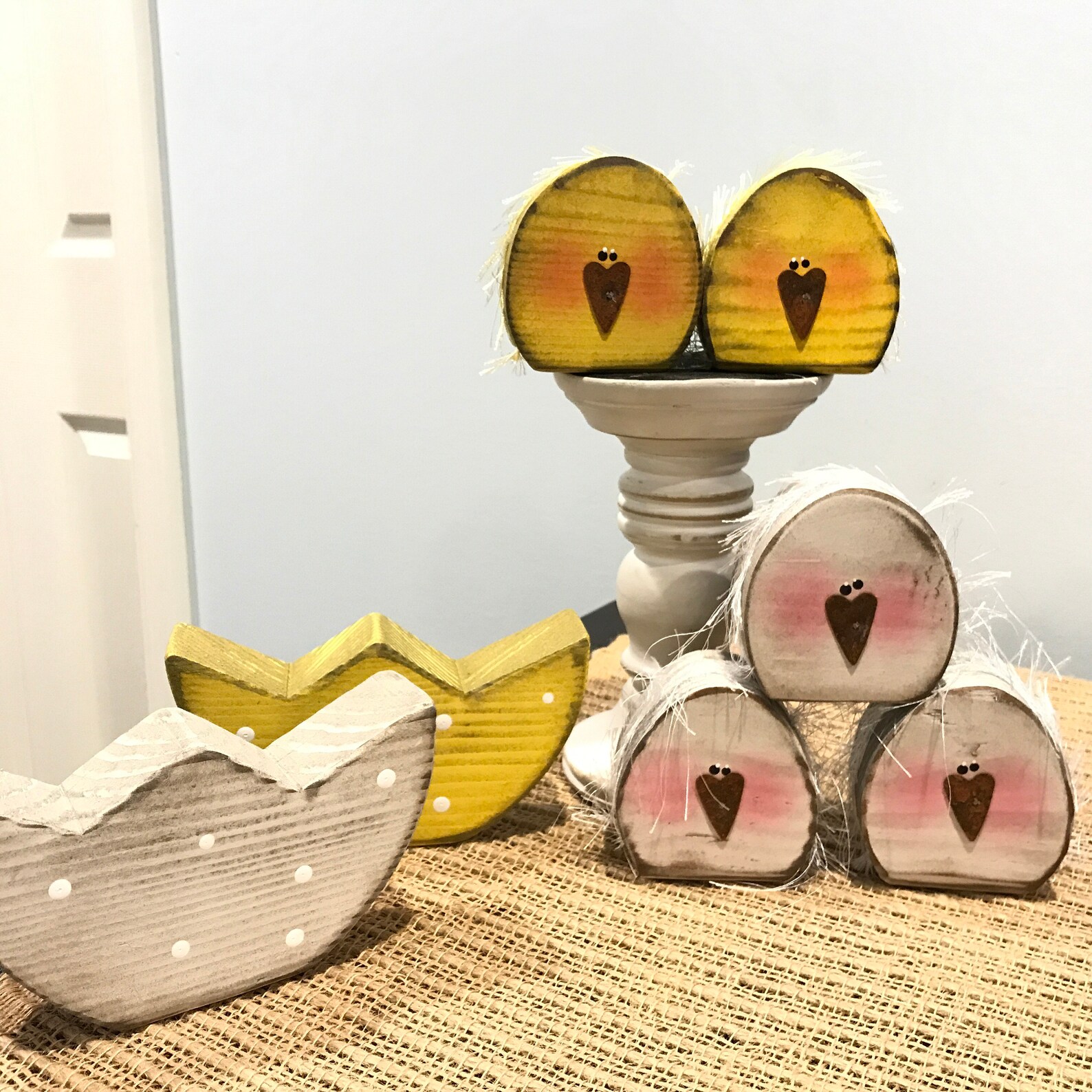 One Wood Peep. Baby Peeps. Easter Wood Decor. Tiered Tray - Etsy