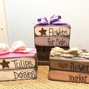 Mini Book Stack. Spring Decor. Book Stack Decor. Summer Wood Decor ...