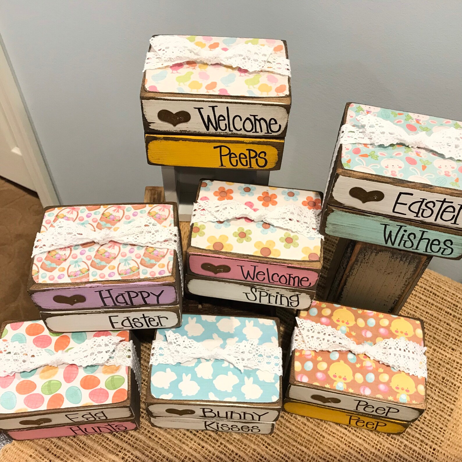 Mini Book Stack. Easter Wood Decor. Tiered Tray Book Bundle. - Etsy