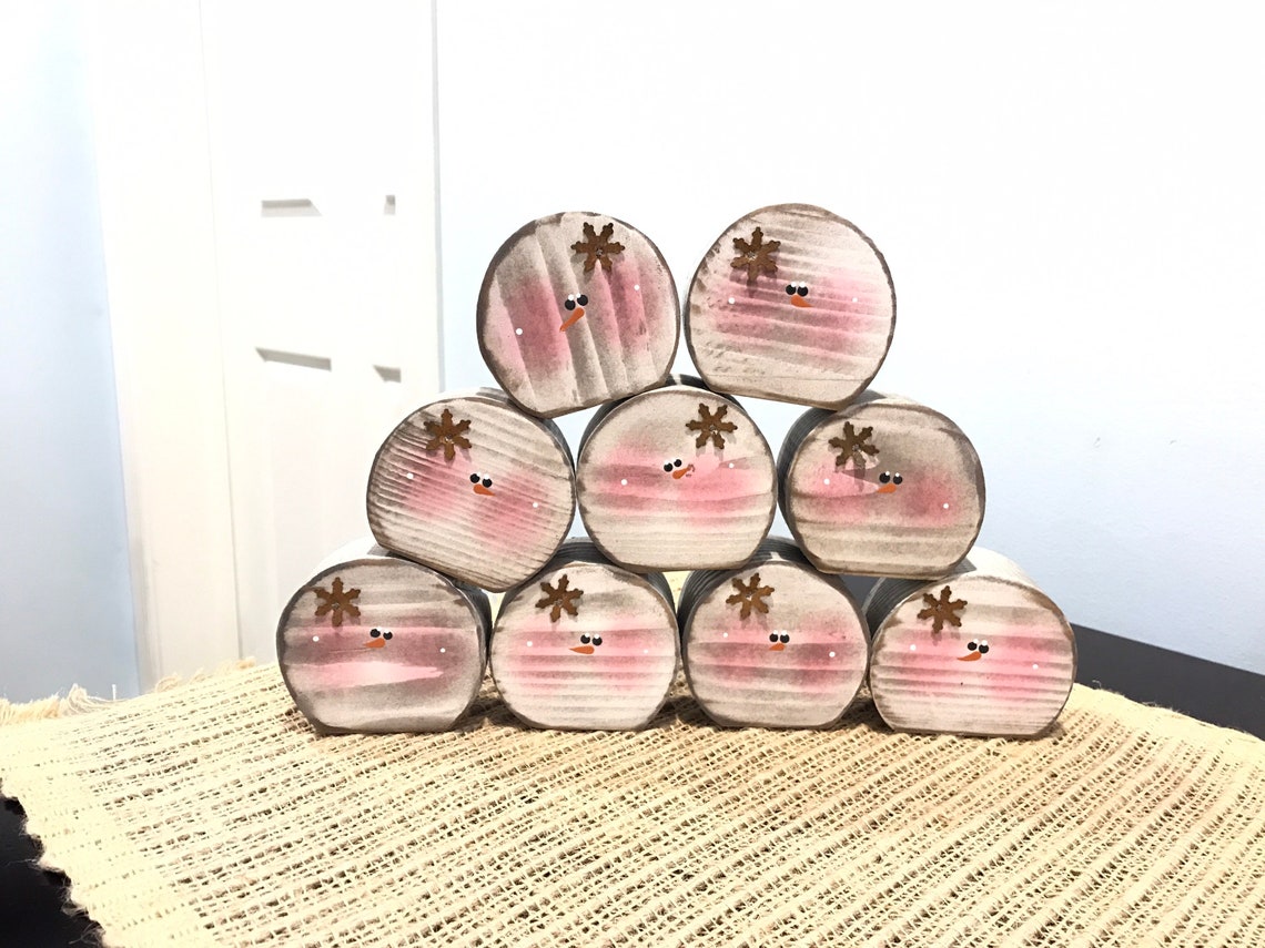 Snowball Snowman. Valentine Tiered Tray Decor. Snowman Decor. Mini Wood ...