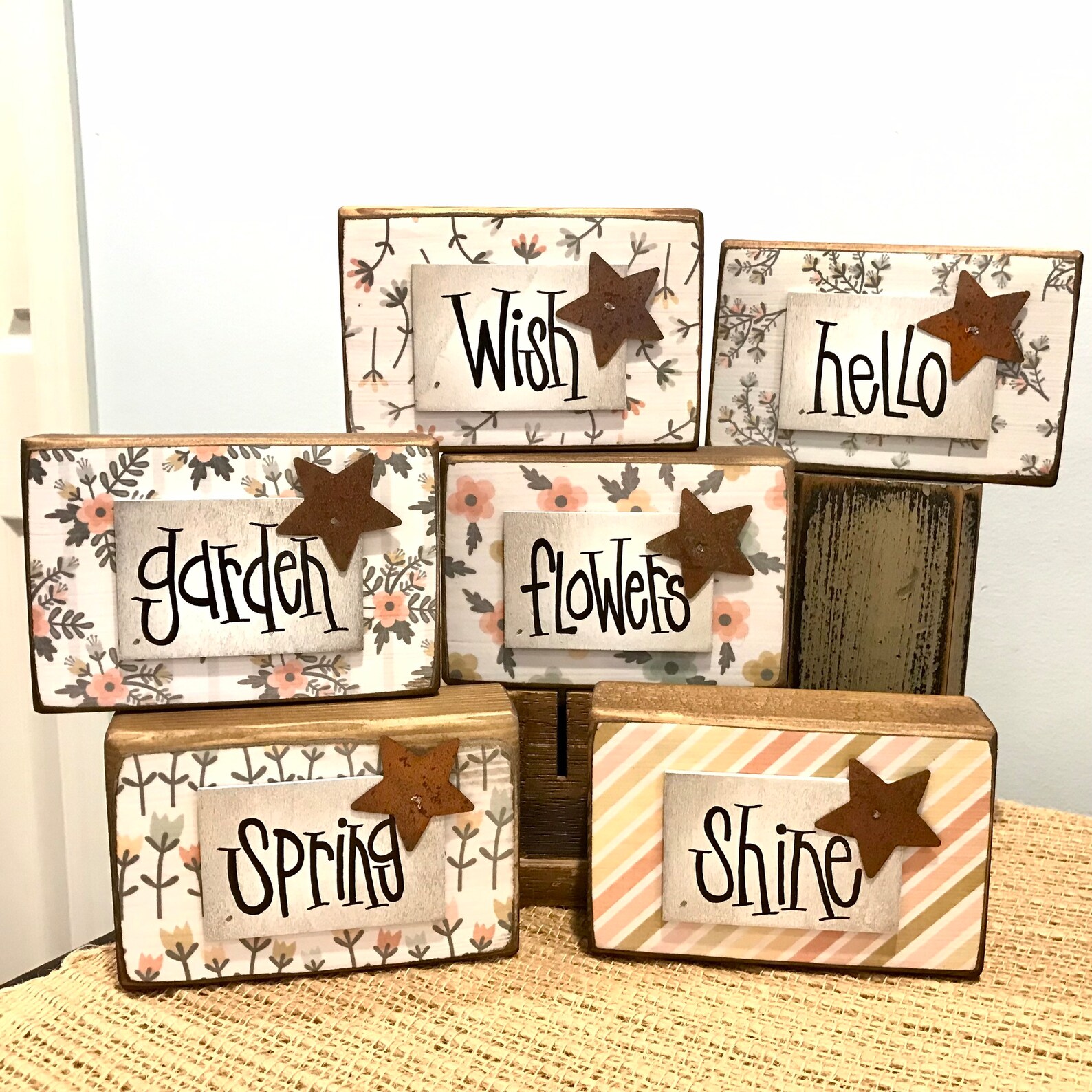 Flower Signs. Spring Floral Sign. Summer Wood Decor. Summer Tiered Tray ...