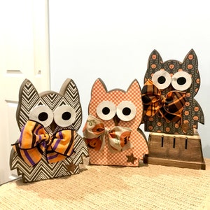 Halloween Decor. Colorful Wood Owls. Halloween Owl. Fall Wooden Decor ...