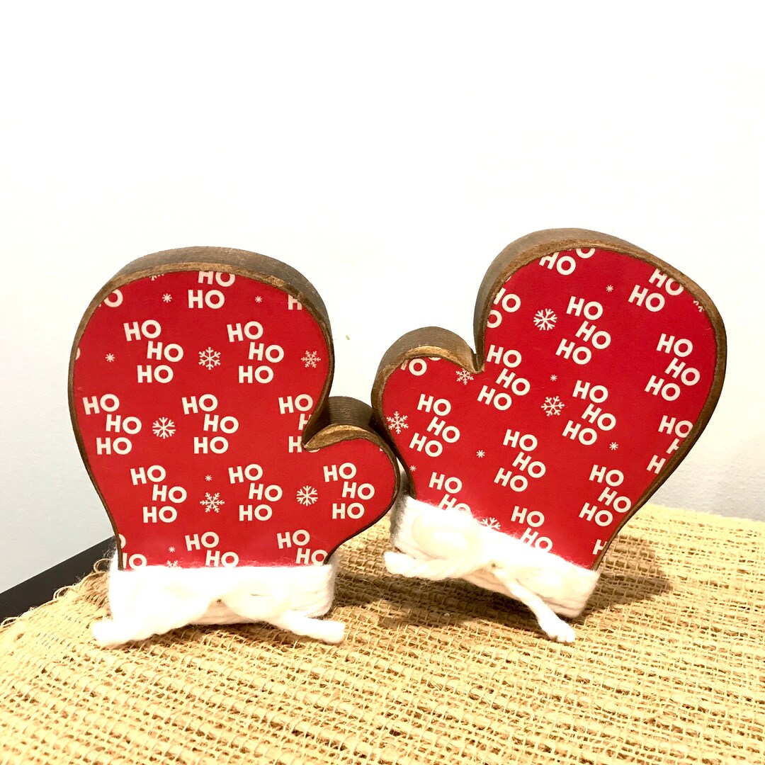 Set of 2 Winter Mittens. Christmas Mitten Pair. Winter Tiered Tray ...