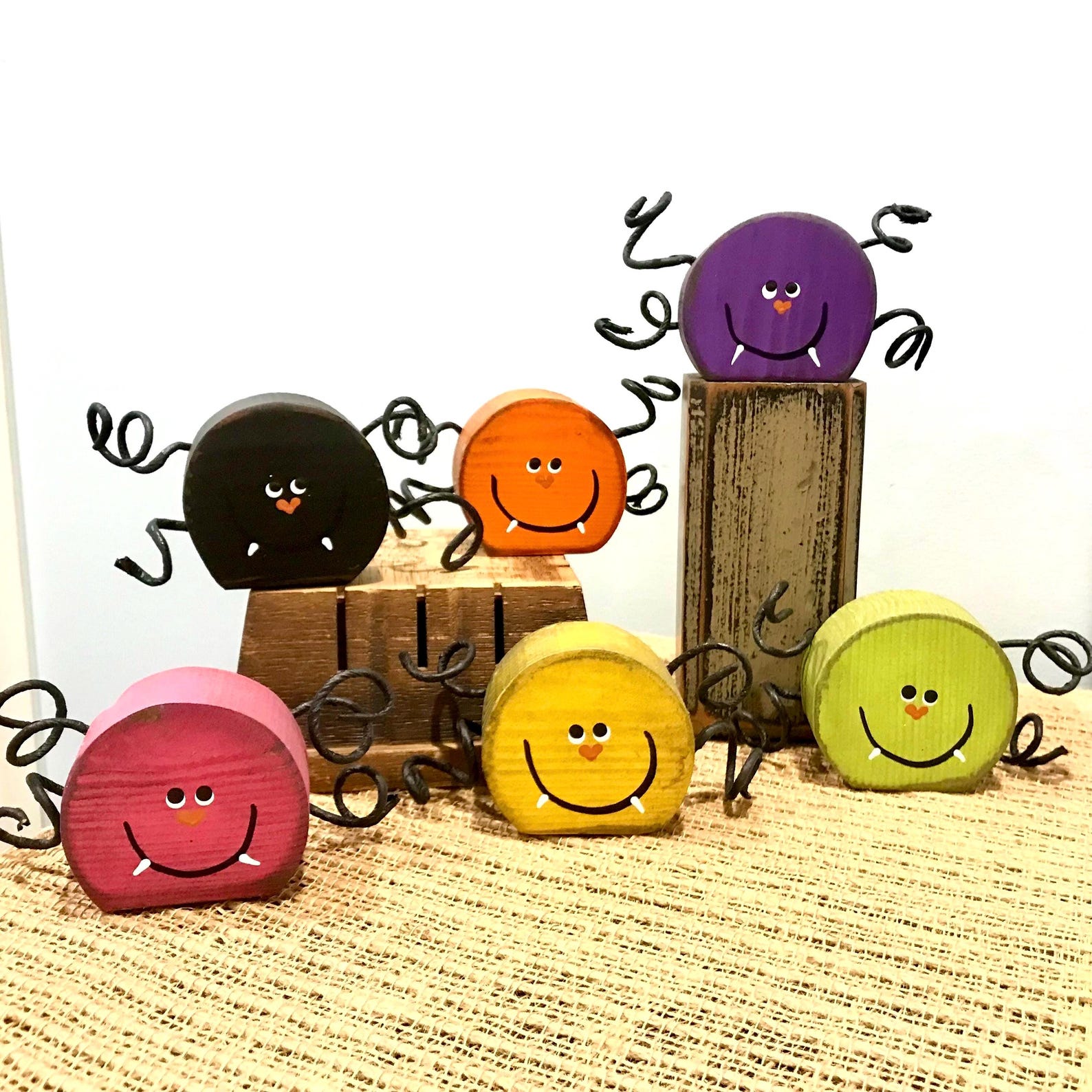 Cute Mini Spiders. Colorful Wood Spider. Halloween Tiered Tray ...