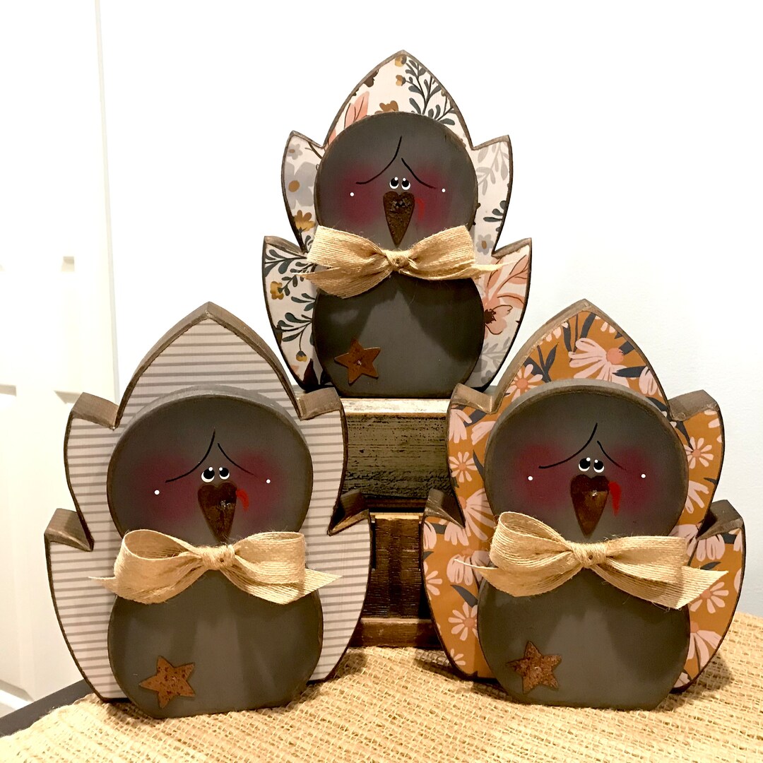 Papered Wood Turkey. Thanksgiving Decor. Gray Turkeys. Modern Prims ...