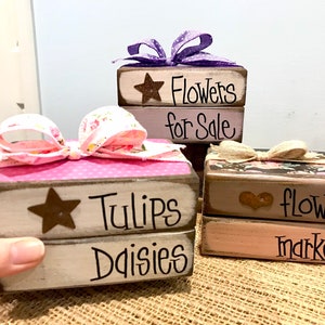 Mini Book Stack. Spring Decor. Book Stack Decor. Summer Wood Decor ...