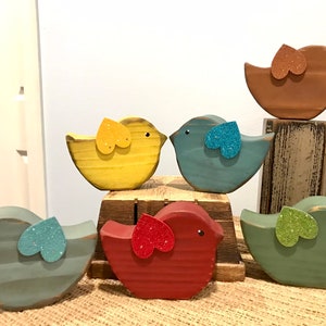 Restocked! Painted Bird. Wood Robins. Colorful Wood Bird. Rustic Birds ...