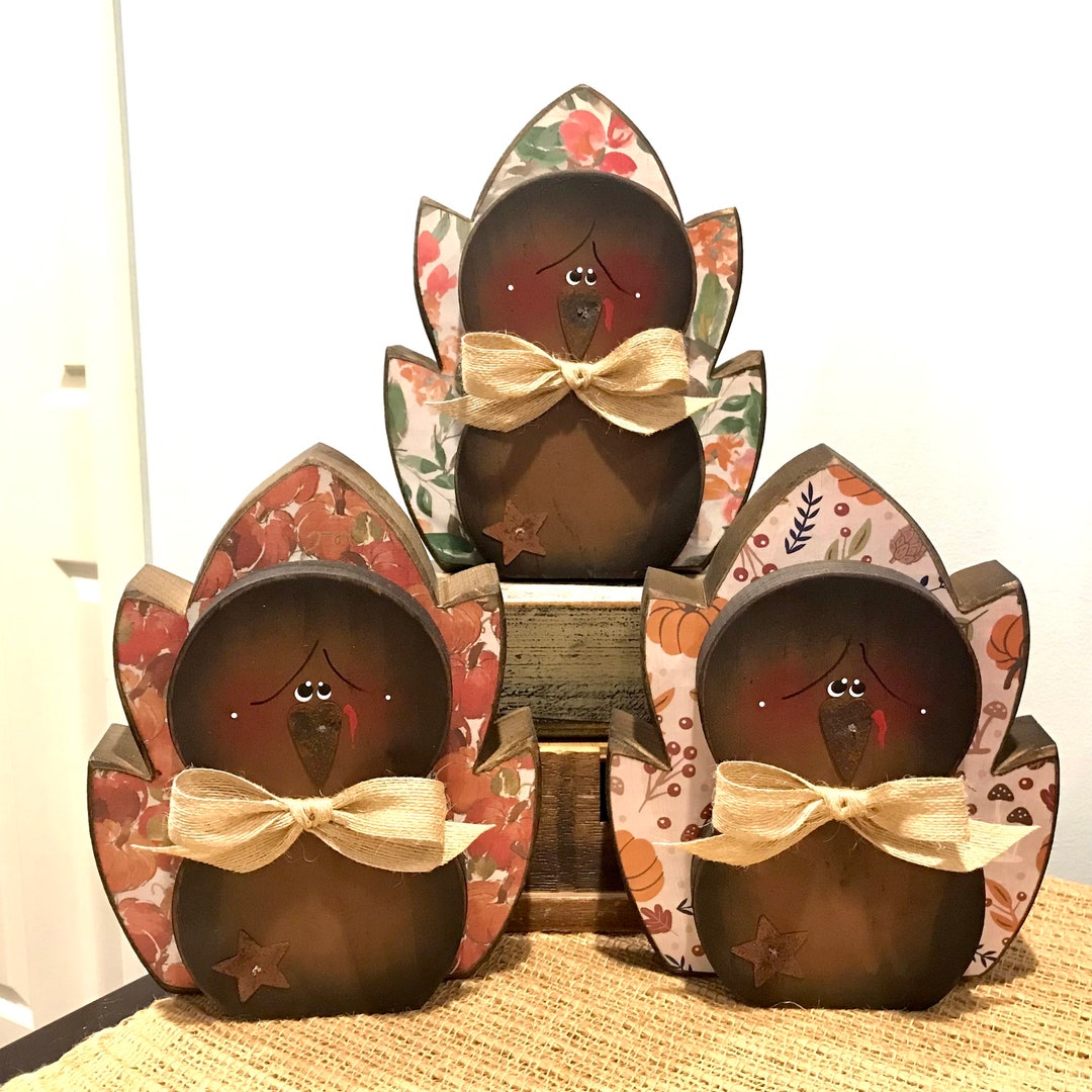 Papered Wood Turkey. Fall Decor. Thanksgiving Decor. Gobble Gobble ...
