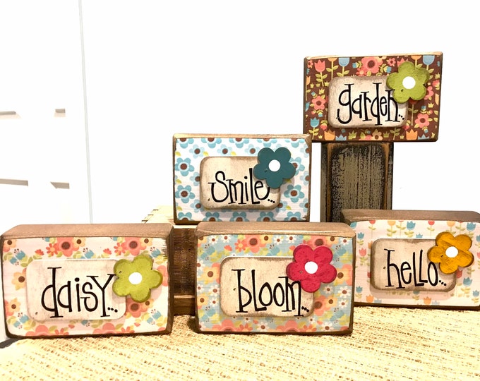 Summer Floral Block Sign. Summer Wood Decor. Summer Tiered Tray. Tiered ...