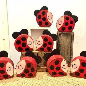 Happy Ladybug. Tiered Tray Decor. Mini Bug. Wood Ladybug. Valentines ...