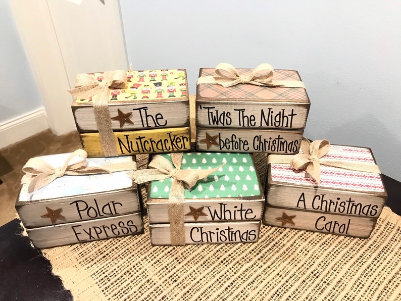 Christmas Book Stacks. Winter Book Bundle. Winter Decor. - Etsy